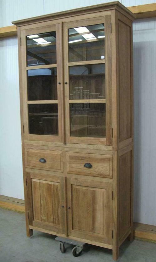 ≥ Elegante teakhouten buffetkast, 100cm breed, 220cm hoog — Kasten ...