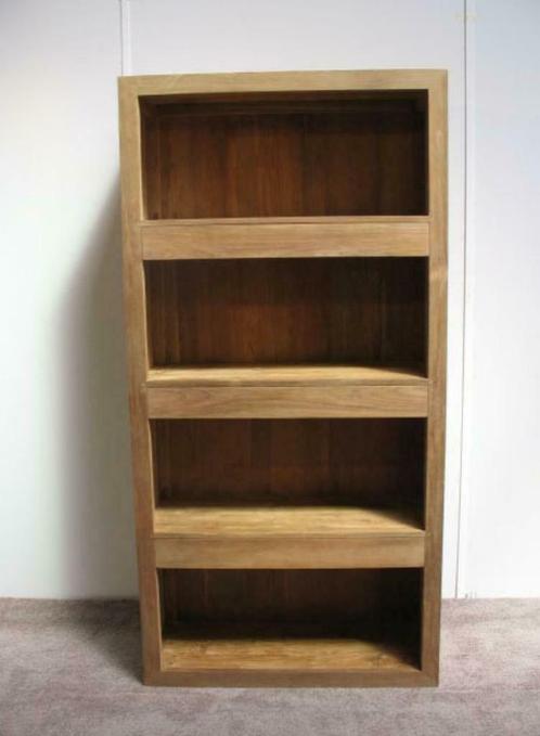 ≥ Boekenkast van teakhout met drie strakke laden; Indoteak — Kasten ...