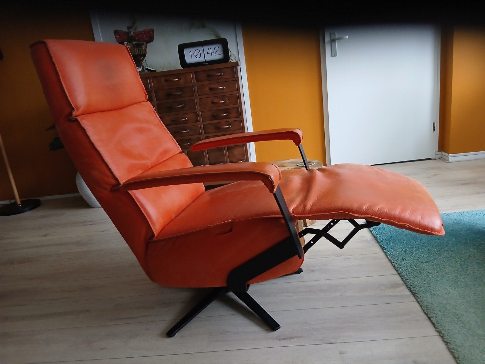 ≥ Oranje leren relax stoel, relax fauteuil gratis ophalen — Fauteuils ...