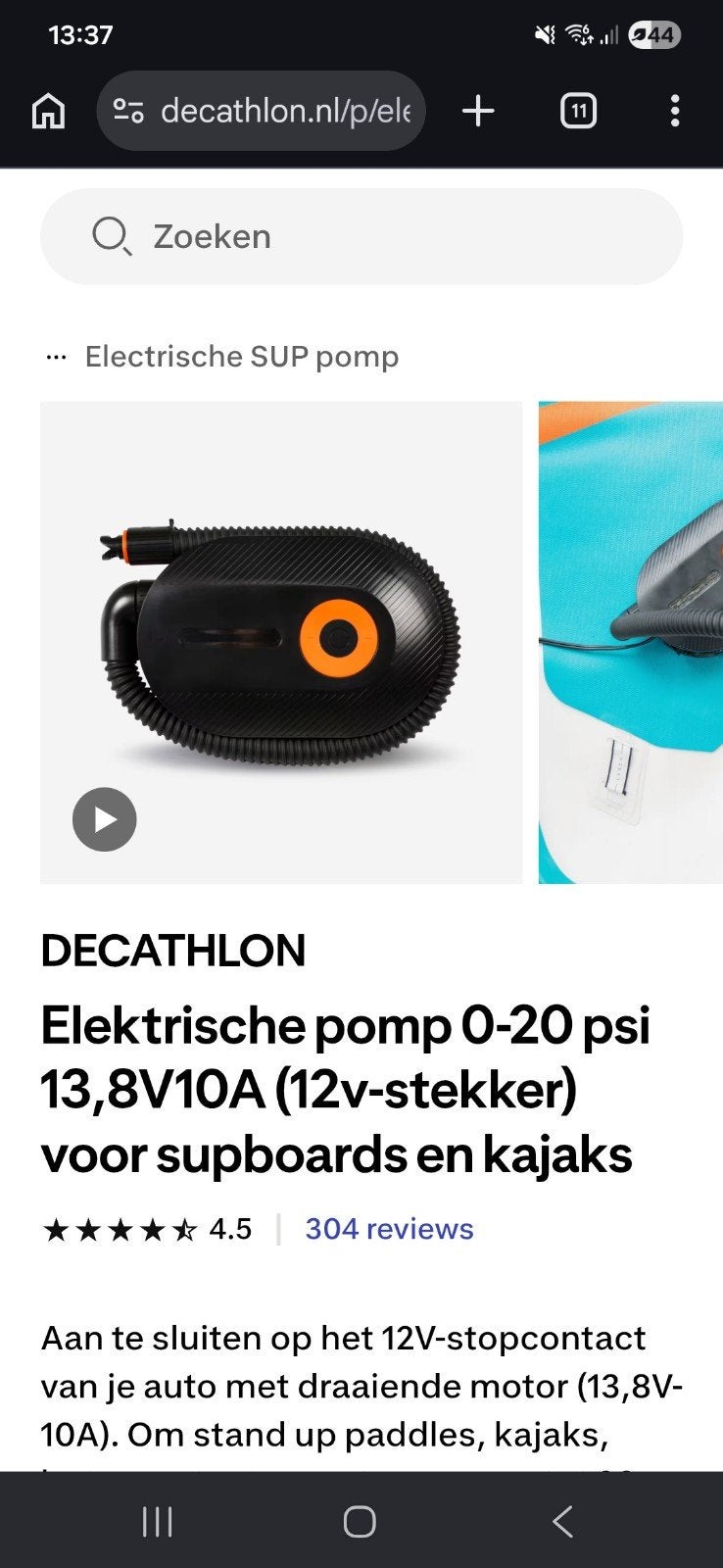 ≥ Decathlon Elektrische SUP pomp 0-20 psi — Suppen — Marktplaats