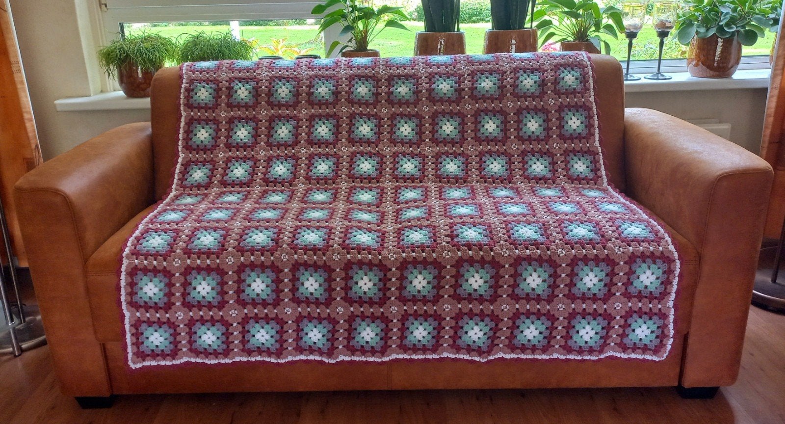 ≥ Nieuwe gehaakte sprei, deken, woondeken, plaid 40% wol (m2404121345 ...