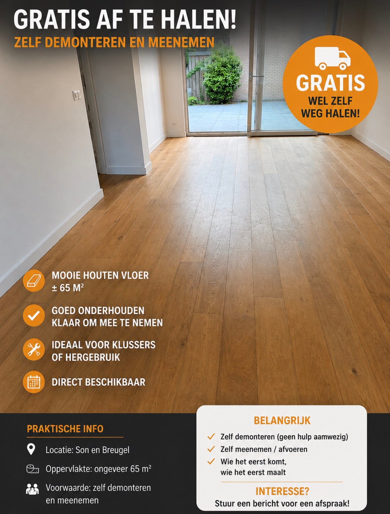 ≥ Gratis houten vloer 65 m² – zelf demonteren en meenemen — Stoffering ...