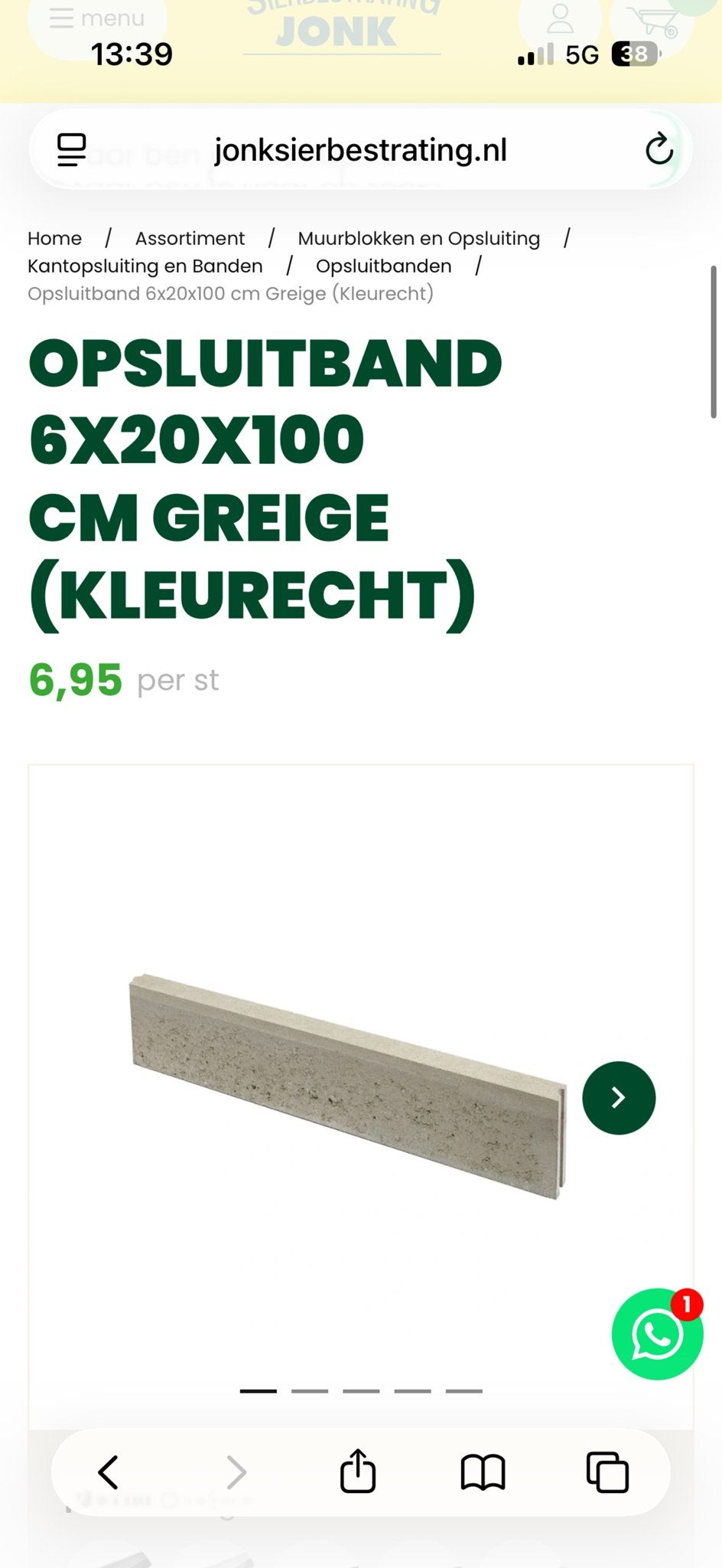 ≥ 10 Opsluitbanden 6x20x100 cm Greige (Kleurecht) — Metselstenen ...