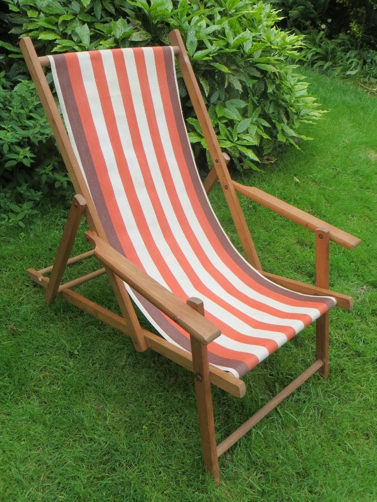 ≥ Inklapbare houten vintage strandstoel / tuinstoel. Retro ...