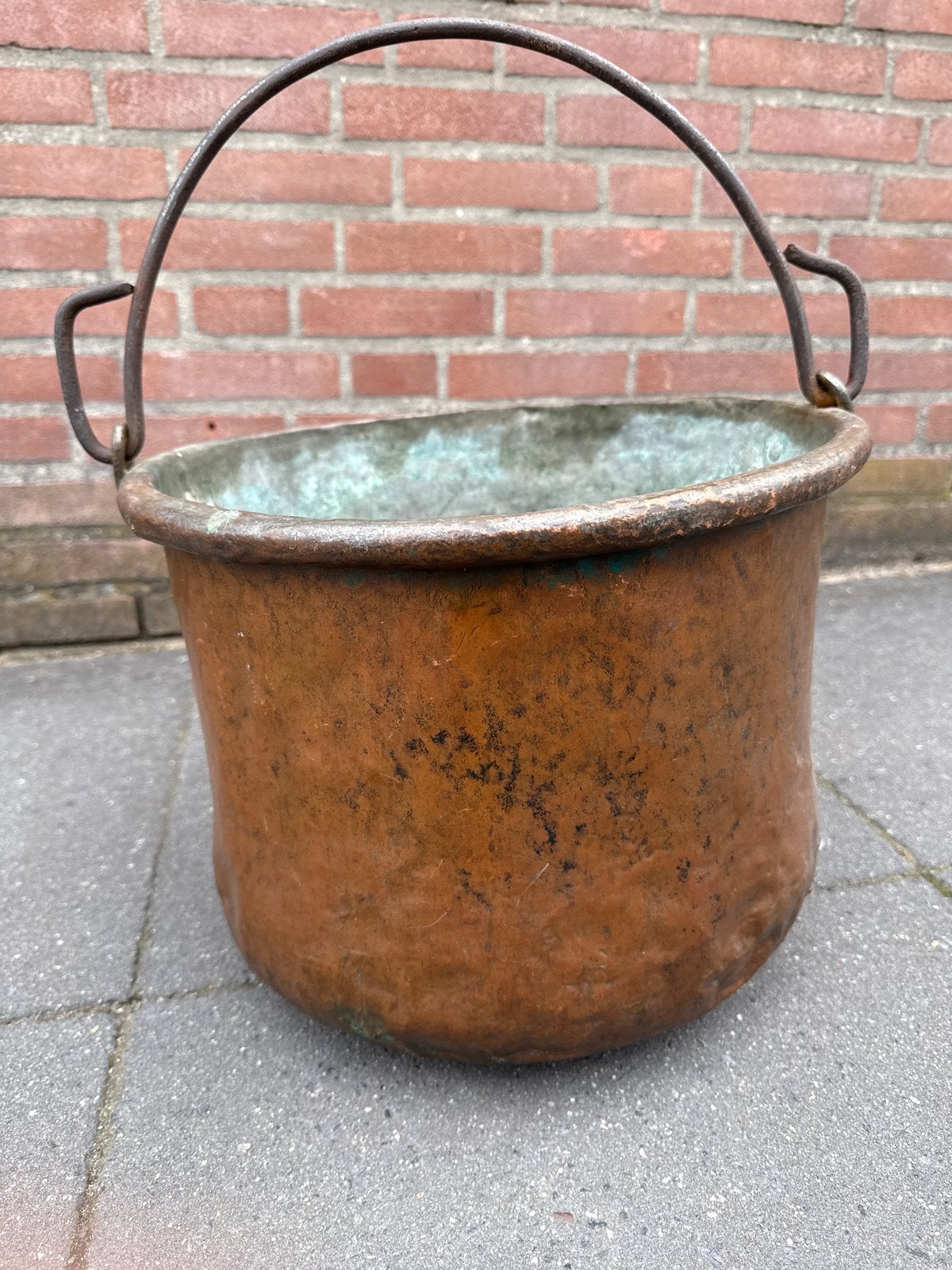 ≥ Antieke Koperen Ketel met Handvat — Antiek | Koper en Brons — Marktplaats
