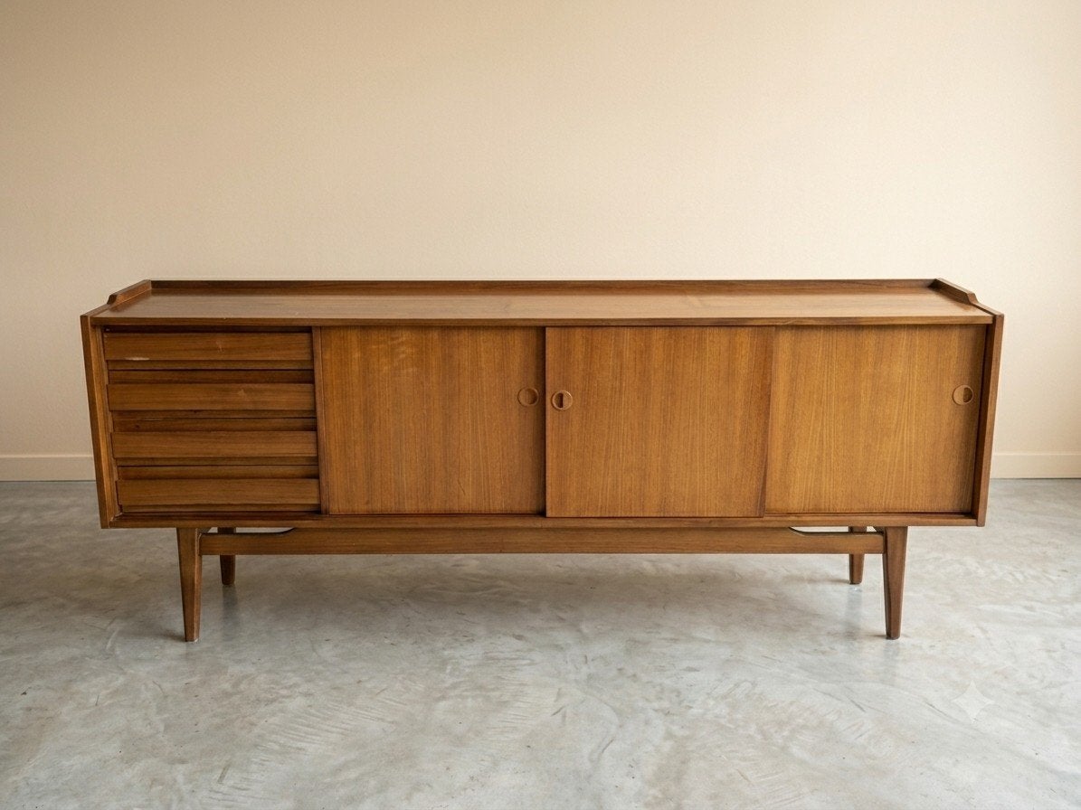 ≥ Vintage dressoir lades, schuifdeuren, stevig onderstel DV — Kasten ...