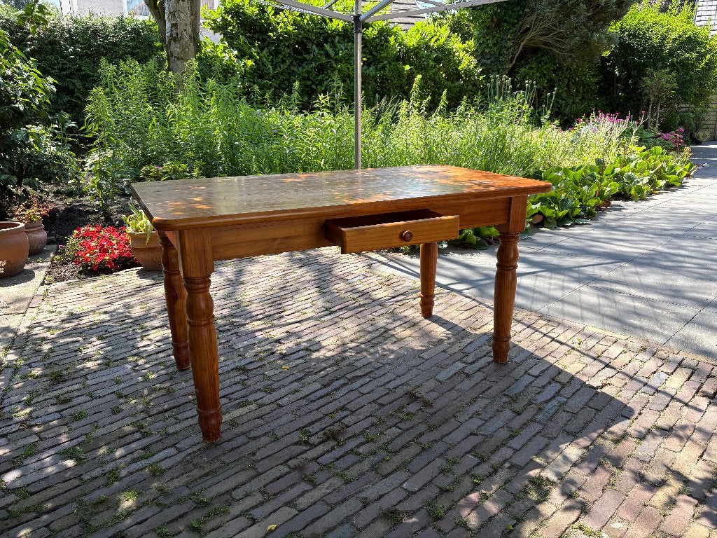 ≥ Grenen eettafel met lade en 4 stoelen — Tafels | Eettafels — Marktplaats
