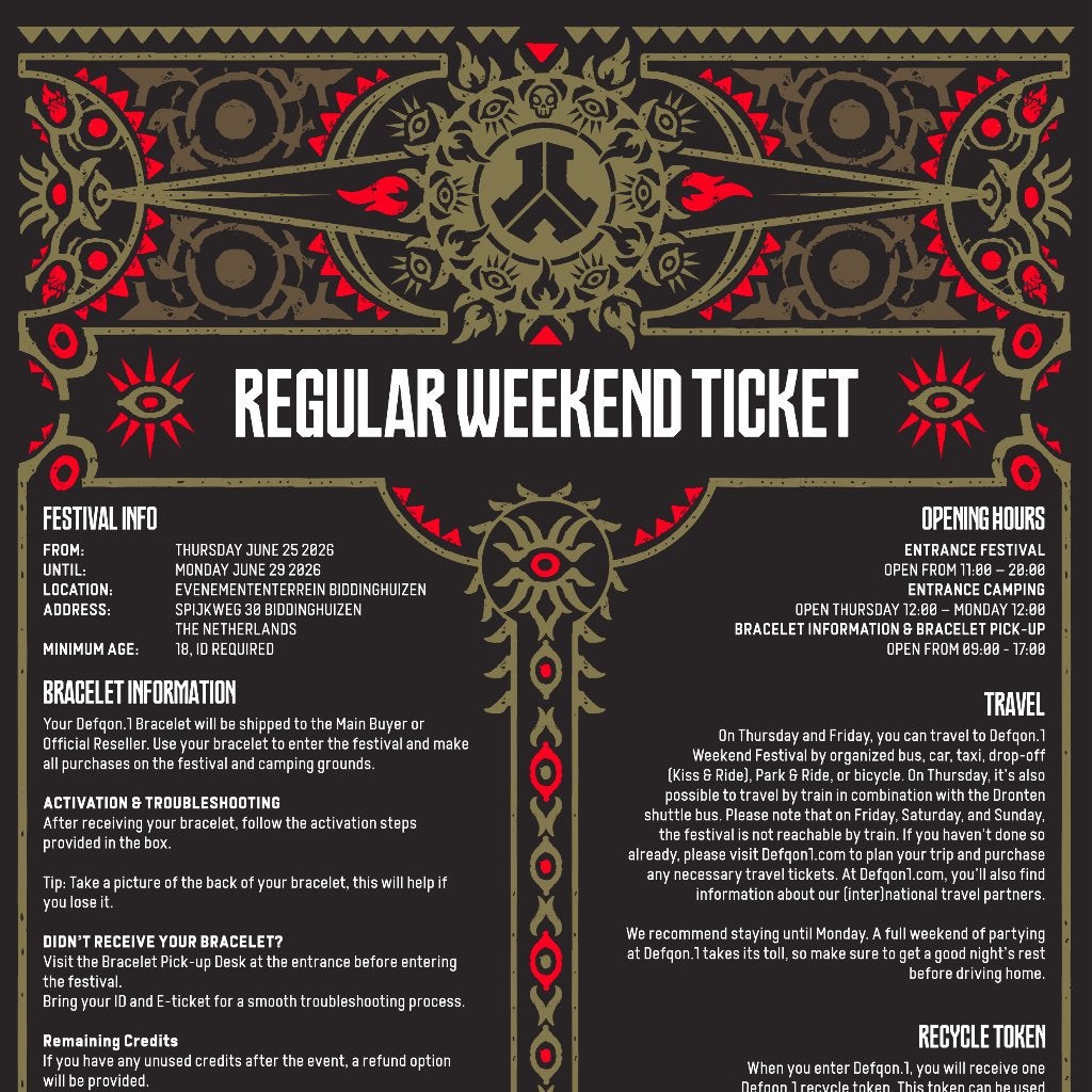 ≥ Regulier weekend ticket Defqon.1 — Evenementen en Festivals — Marktplaats