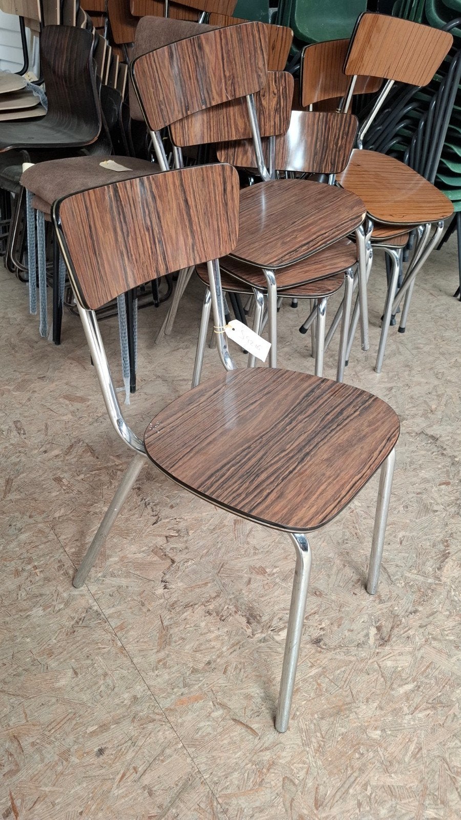 ≥ 4 vintage retro industriële kantine formica stoel horeca — Antiek ...