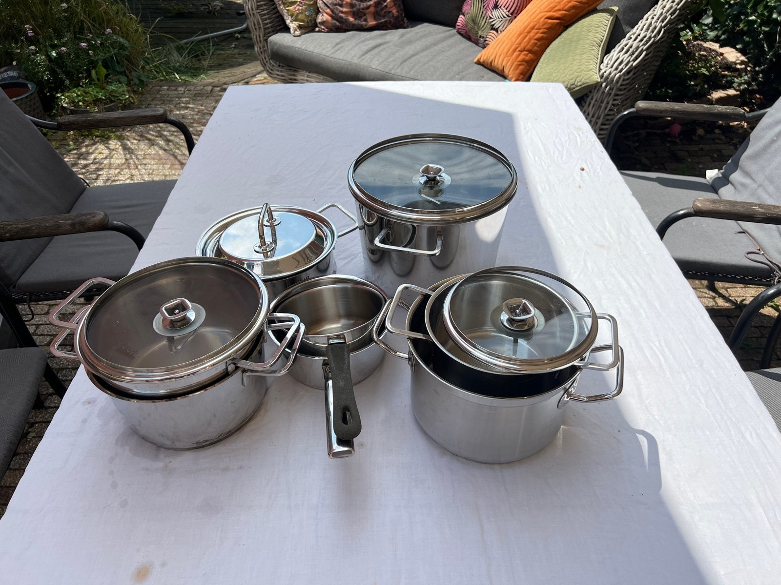≥ 7-delige pannenset RVS, diverse maten incl. stoompan — Keuken ...