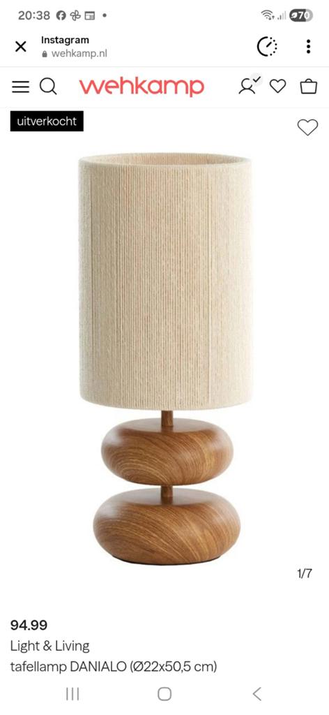 ≥ Light & Living Tafellamp DANIALO - Hout en Stof (m2399756984 ...