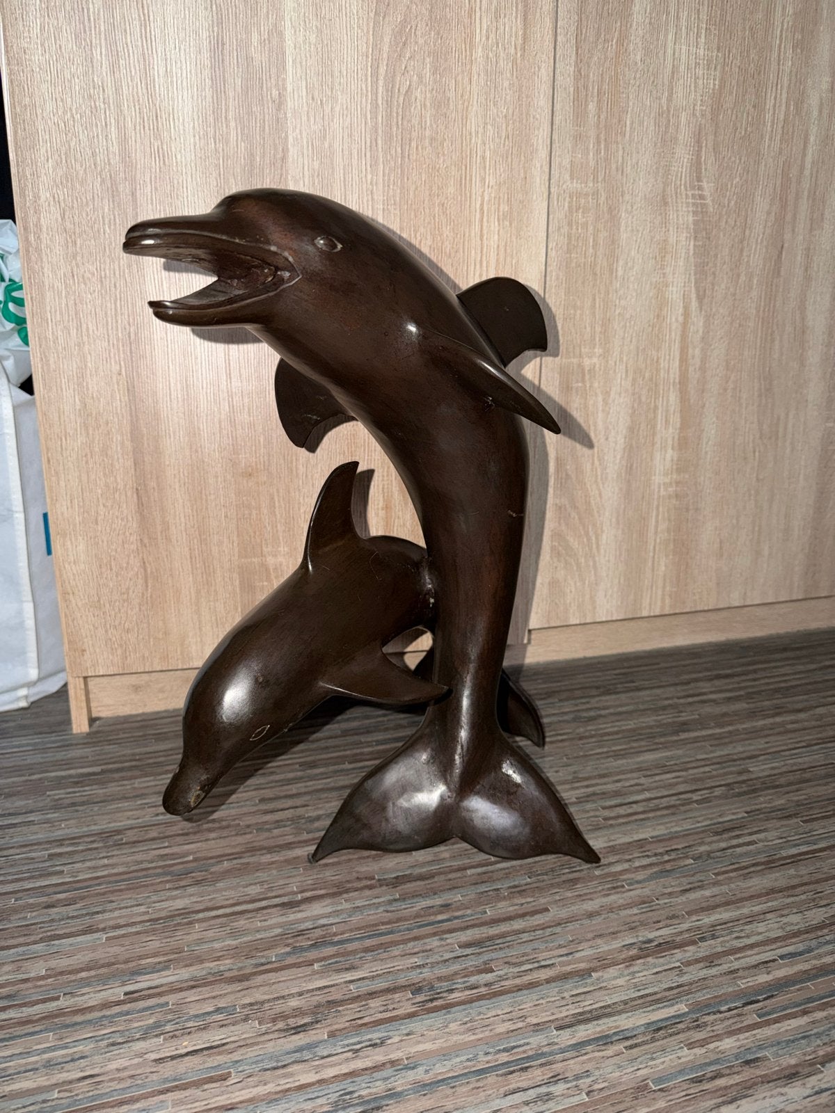 ≥ Echt bronzen dolfijnen beeld - Uniek decoratiestuk — Antiek | Koper ...