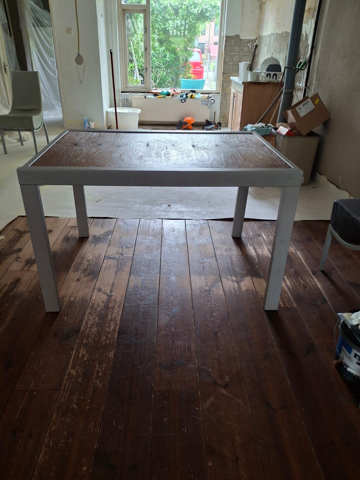 ≥ Uitschuifbare eettafel met 6 leren stoelen — Tafels | Eettafels ...