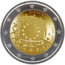 ≥ 2 Euro Slowakije 2015 UNC - 30 jaar Europese Vlag — Munten | Europa ...
