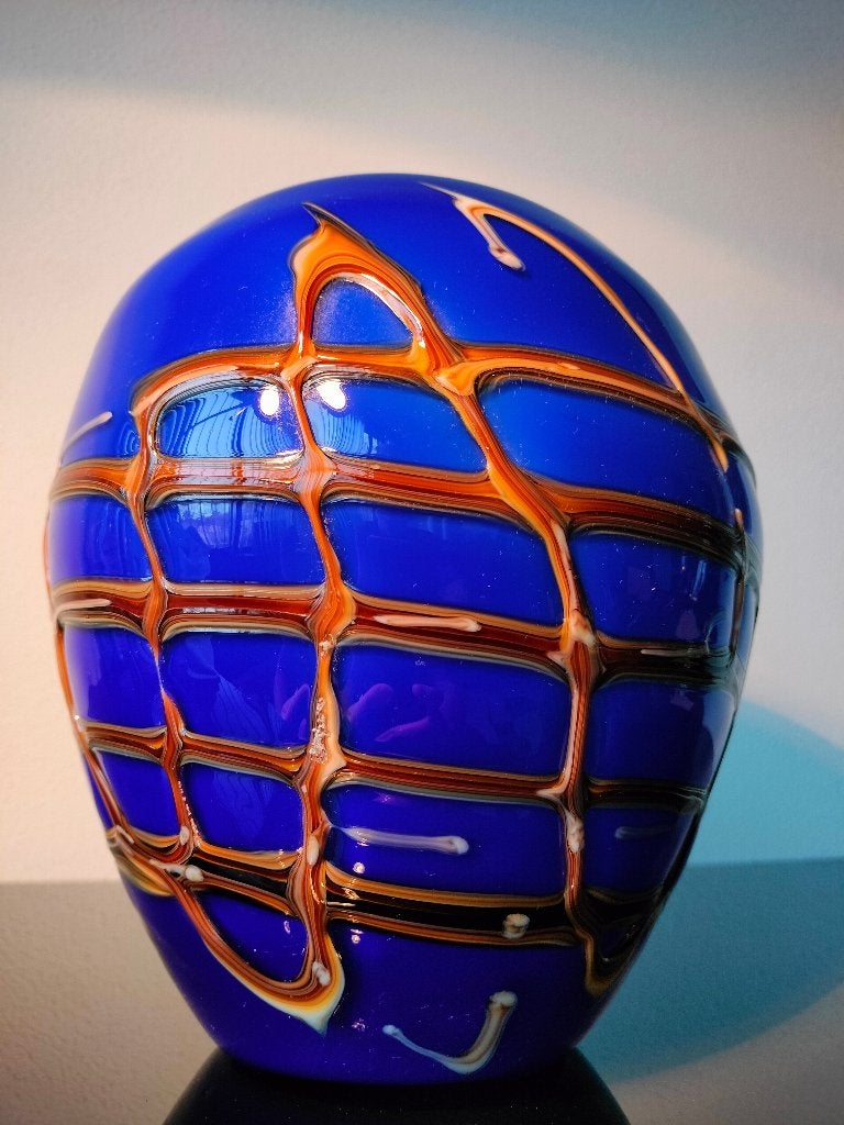 ≥ Murano Glas Vaas Kobaltblauw Pontil 1980 — Antiek | Glas en Kristal ...