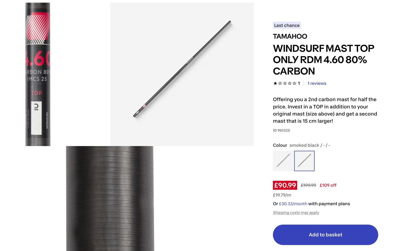 ≥ Windsurf Mast Top RDM 4.60 80% Carbon – Nieuw/New — Accessoires en ...