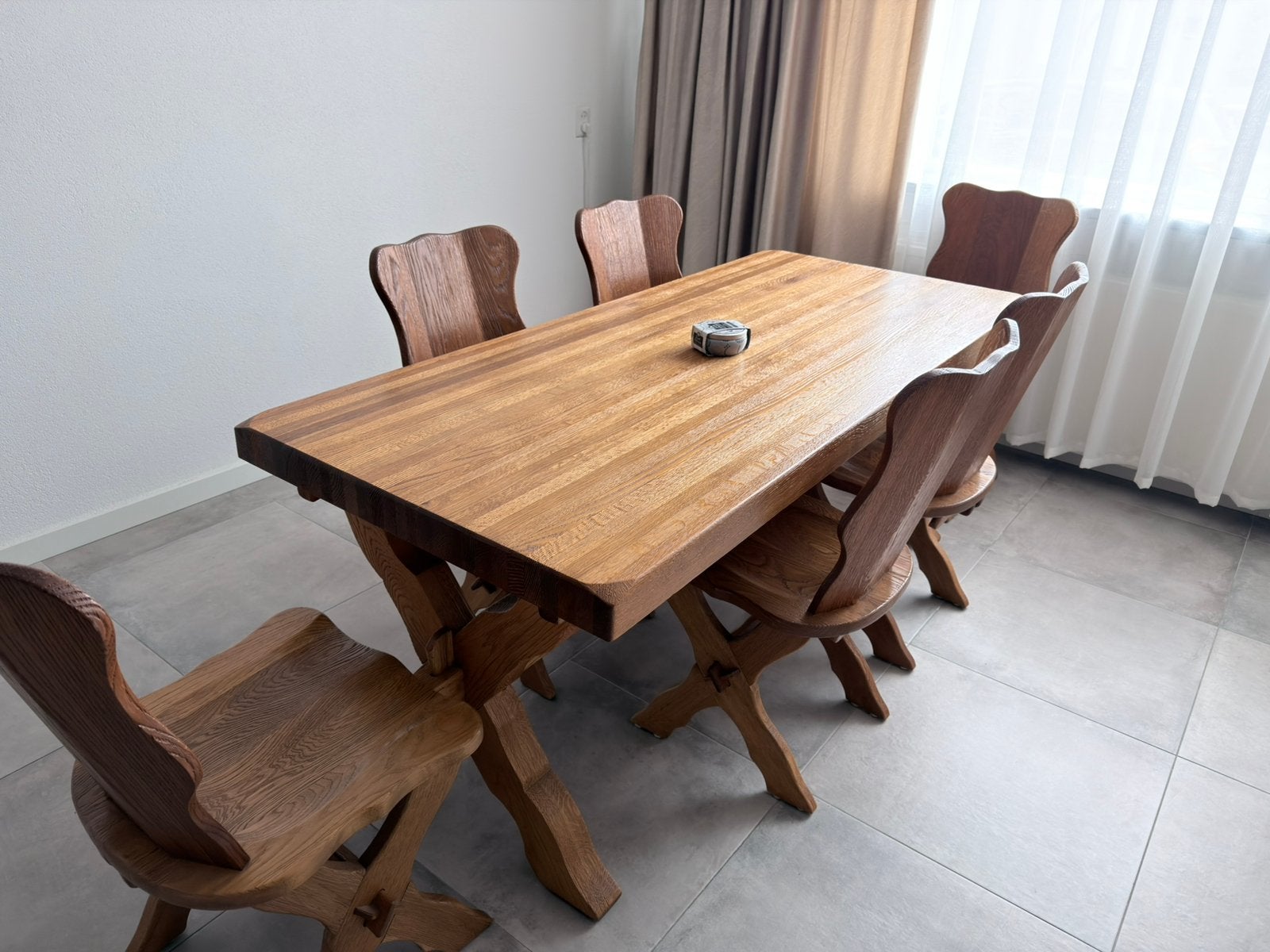 ≥ Massief houten eettafel met 6 stoelen — Tafels | Eettafels — Marktplaats