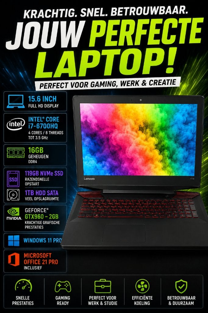 ≥ Lenovo Y700 /16gb/i7/119NVMe+1TB HDD/GTX960/w11pro/office21 — Windows ...