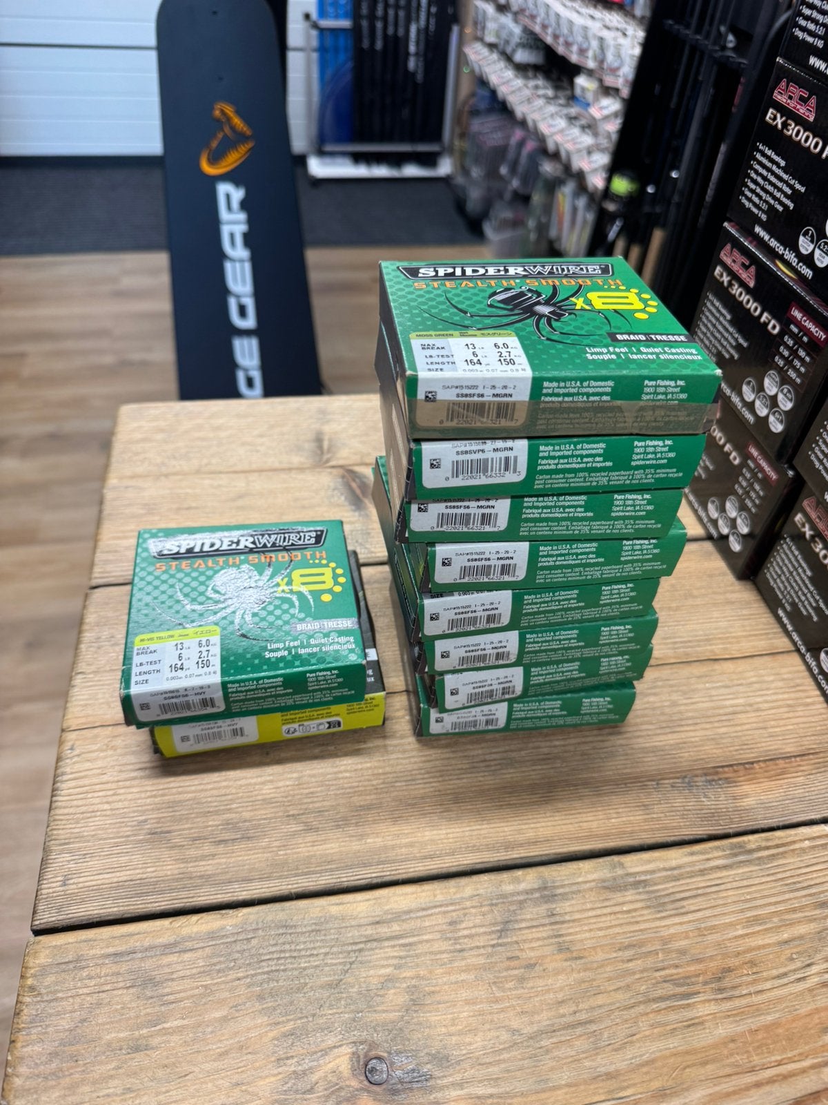 ≥ 150m rollen spiderwire 8 braid 7/00 groen en yellow — Hengelsport ...