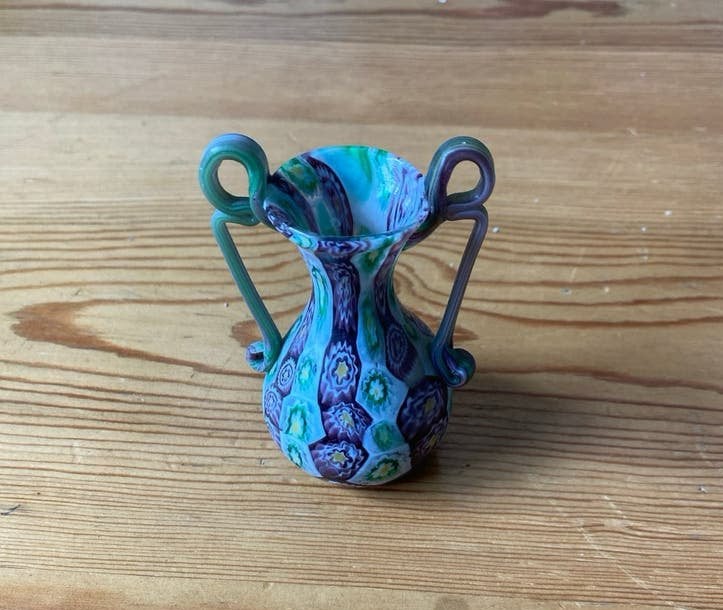 ≥ Kleine Murano Millefiori Vaas met Handvatten (m2405003006) — Antiek ...