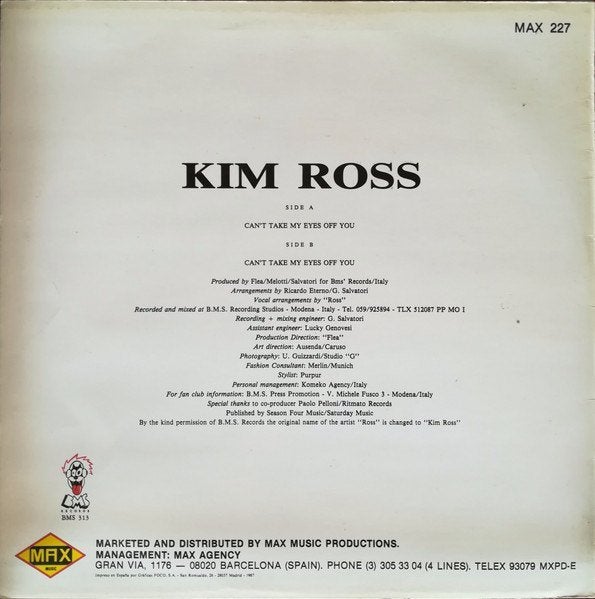 ≥ Ross - cant take my eyes off you - 12 inch — Vinyl Singles — Marktplaats