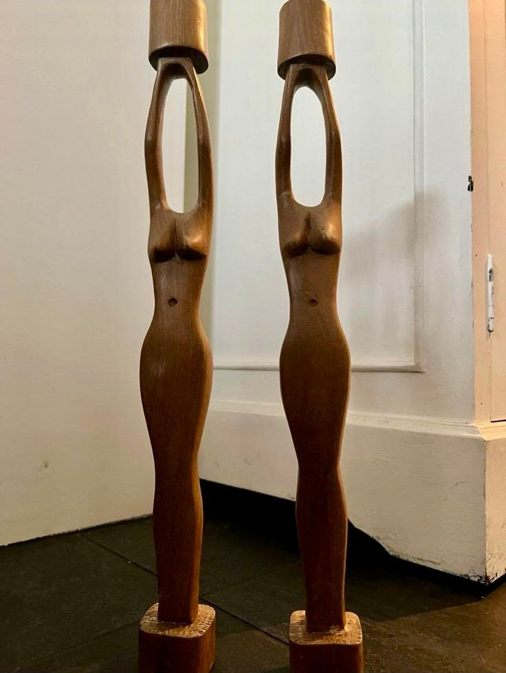 ≥ Zeldzame houten handgesneden design kandelaars (m2408398623 ...