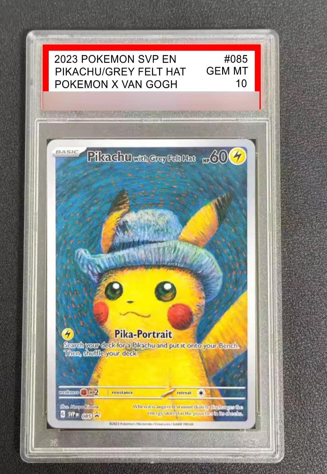 ≥ Pikachu met Grijze Vilten Hoed Pokémon x Van Gogh PSA 10 ...
