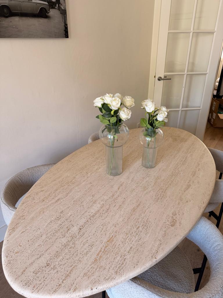 ≥ Marmeren eettafel vintage - Ovale Travertin Tafel — Antiek | Meubels ...