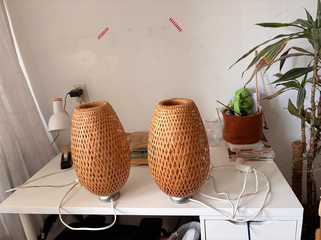 ≥ Set van 2 Ikea rotan tafellampen — Lampen | Tafellampen — Marktplaats