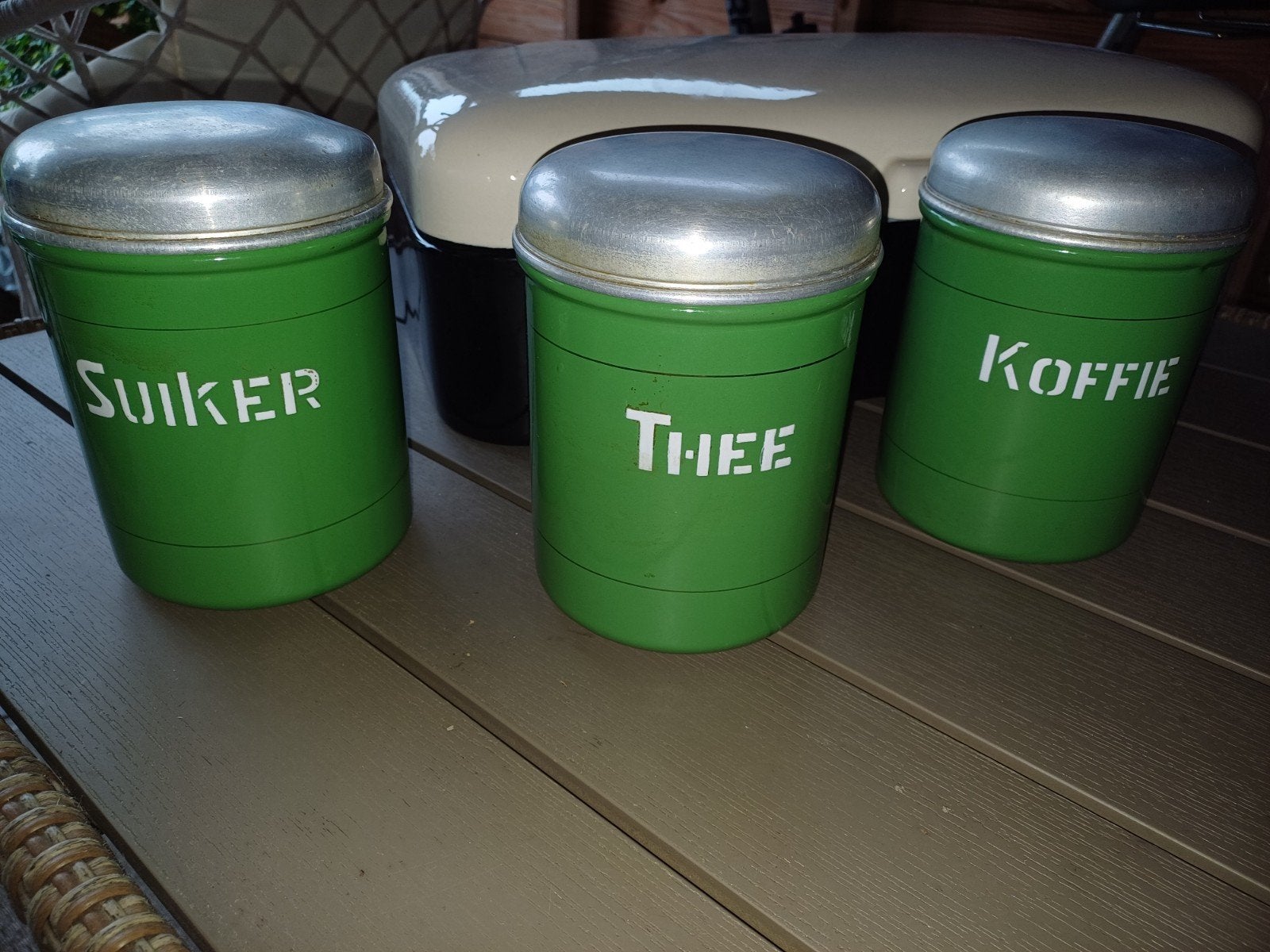 ≥ Vind koffie suiker thee groen in Antiek | Emaille op Marktplaats