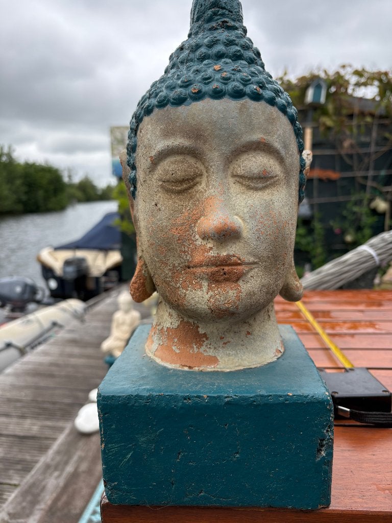 ≥ Boeddha hoofd keramiek beeld tuindecoratie afbladderend (m2408123312 ...