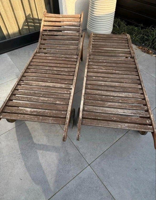 ≥ Gratis Set van 2 houten ligstoelen met wielen — Ligbedden — Marktplaats
