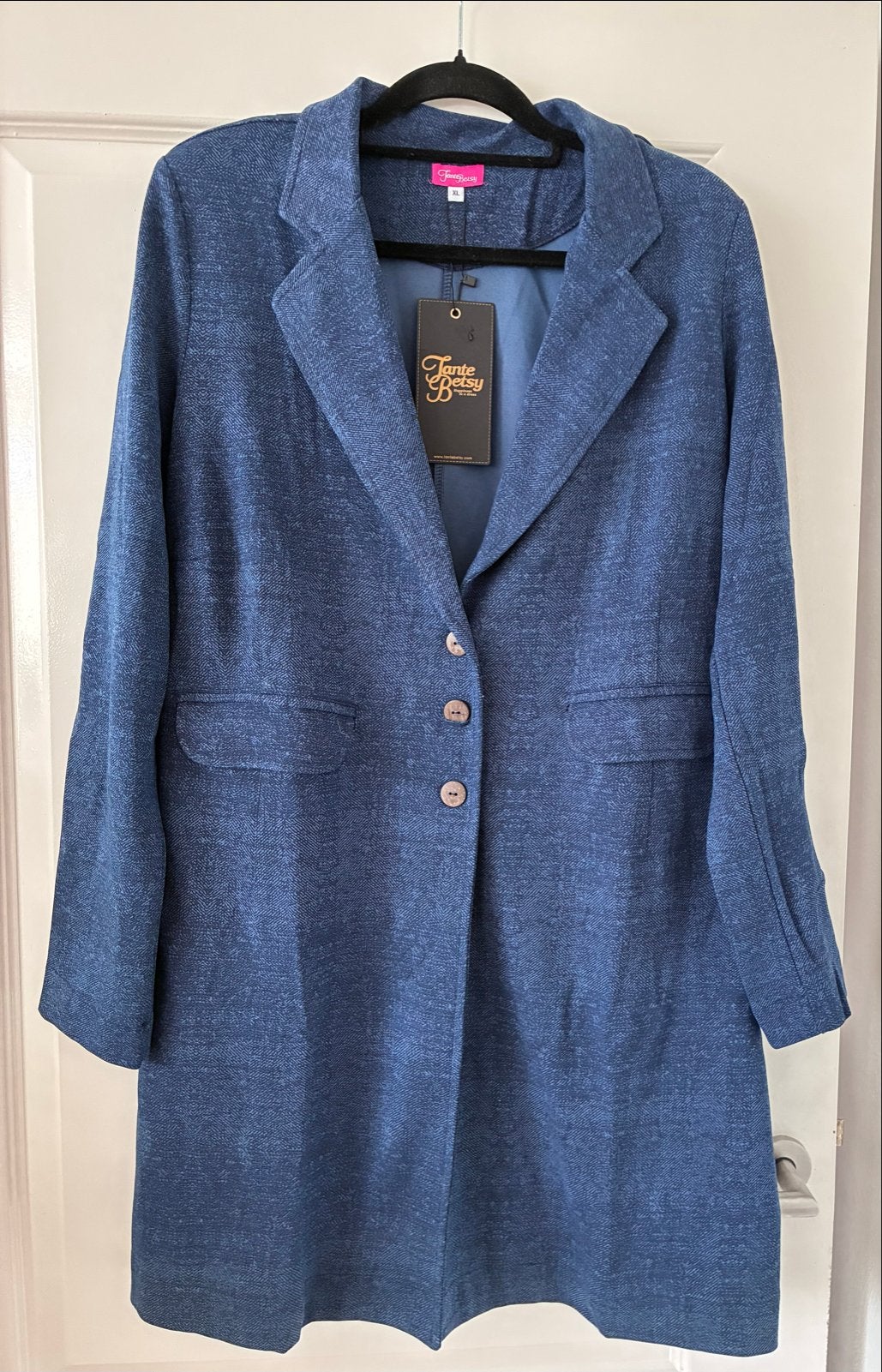 ≥ Nieuwe Tante Betsy Blazer Long Firm-Navy, Maat XL (44/48) — Jassen ...