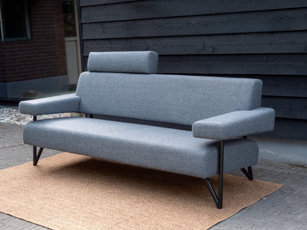≥ Havee Cloak Stone | 3-zits design bank | Blauw antraciet wol ...