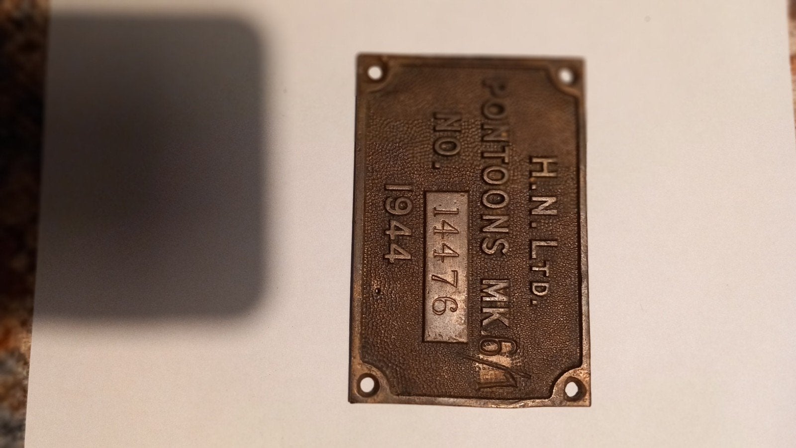 ≥ Vintage H.N.L. Ltd. Pontons MK 6/1 Plaat - 1944 — Antiek | Koper en ...