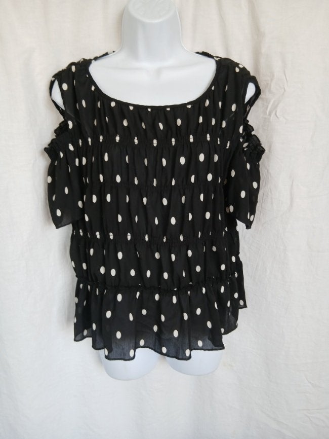 ≥ Schattig zwart shirtje, witte stippen mt M merk Zara Basic — T-shirts ...