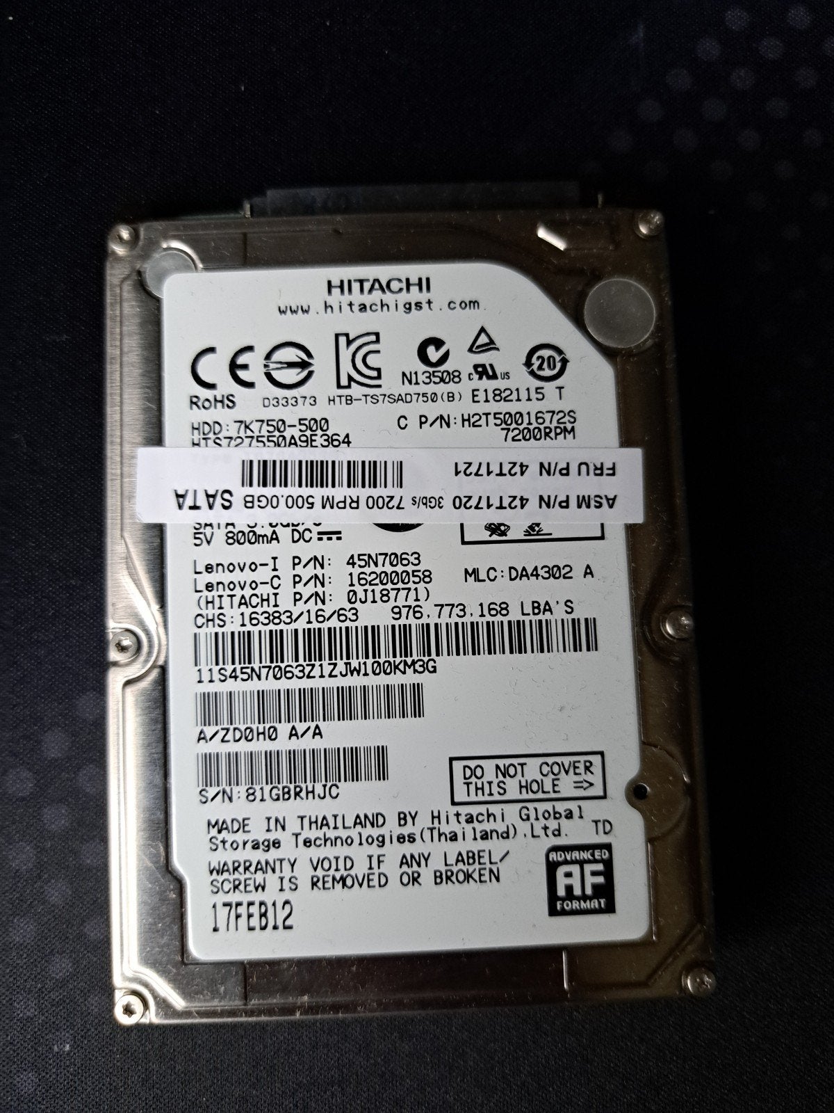 ≥ Hitachi HDD 500GB SATA 2.5 inch - Interne Harde Schijf (m2407207560 ...