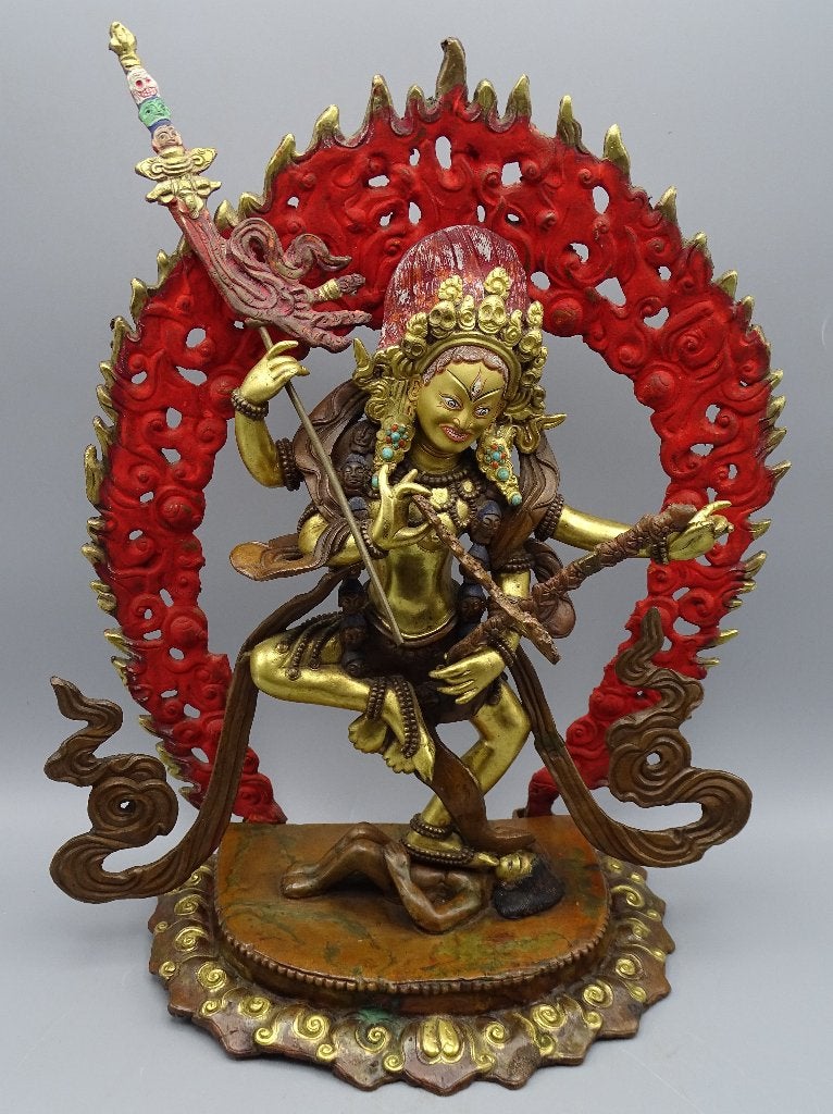 ≥ Zeldzaam vintage goldface Kurukulla brons beeld 38,5cm Nepal ...