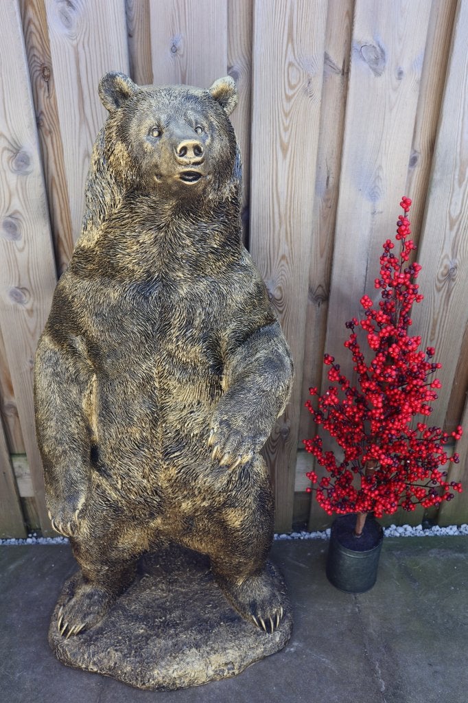 ≥ Beer tuinbeeld goud 119 cm – staand XL model dierenbeeld ...