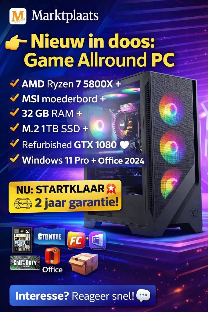≥ Nwe Game Allrounder AMD Ryzen 7 +32GB + M2 SSD+2 Jr Garantie ...