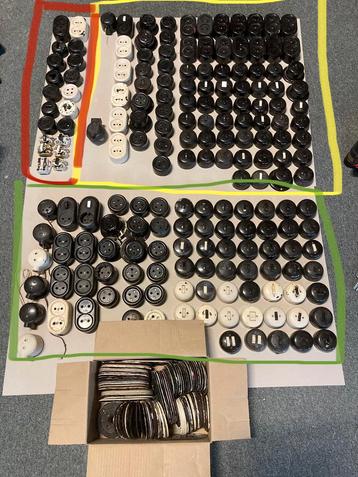 ≥ Bakeliet schakelmateriaal stopcontacten schakelaars partij — Elektra ...