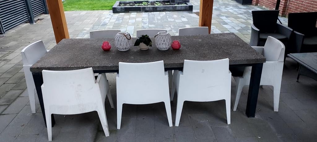 ≥ Tuintafel 2.40m bij 1m met 8 Stoelen - Complete Set — Tuintafels ...