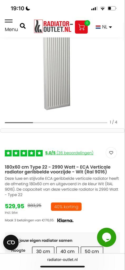 ≥ ECA Verticale Radiator Type 22 - 180x60 cm - 2990 Watt — Verwarming ...