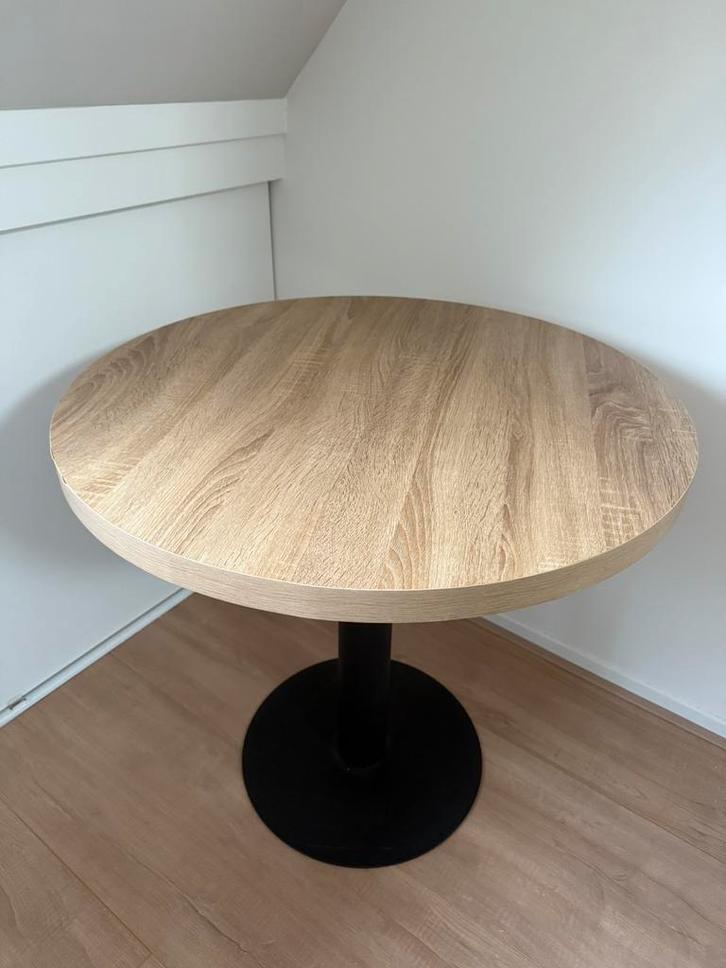 ≥ Bistrotafel eikenhout look met metalen poot - 79cm — Tafels ...