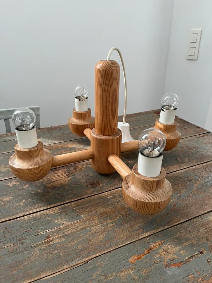 ≥ VINTAGE HOUTEN HANGLAMP SCANDI DESIGN 4 ARMEN — Antiek | Lampen ...