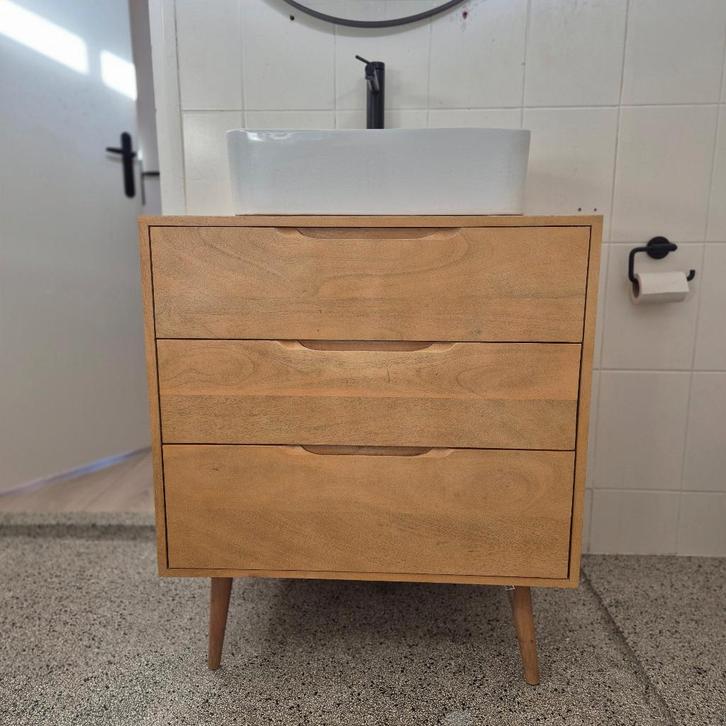 ≥ Wastafel badkamer meubel, massief mangohout — Badkamer ...