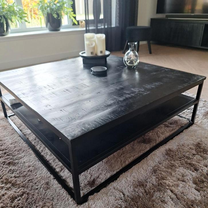 ≥ Salontafel zwart industrieel 100x100cm — Tafels | Salontafels ...
