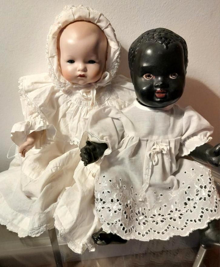 ≥ 2 oude poppen 38cm Samen ! — Antiek | Speelgoed — Marktplaats