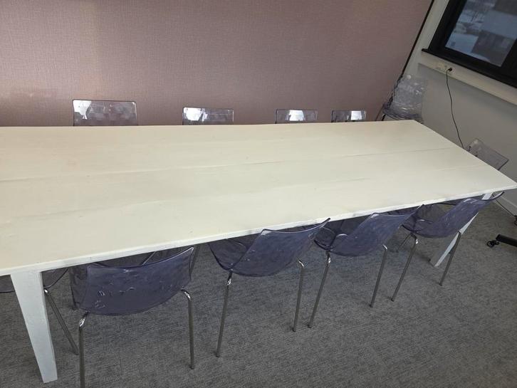 ≥ Calligaris Parisienne stoelen + witte tafel (270x90) — Tafels ...