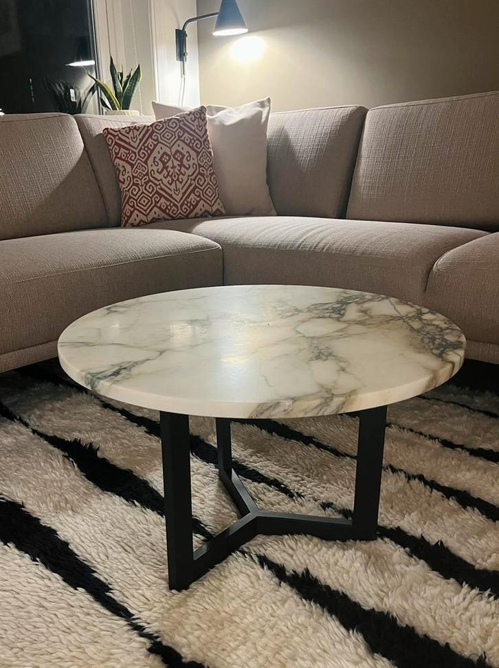 ≥ Marmeren salontafel Ø60 cm – zwart onderstel – als nieuw — Tafels ...
